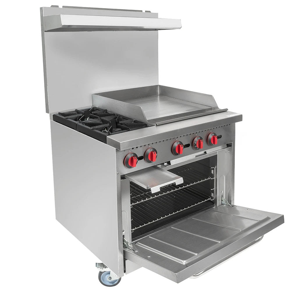 MoTak MR6-G24-C-S 36" 2 Burner Gas Range w/ Griddle & Standard Oven ...