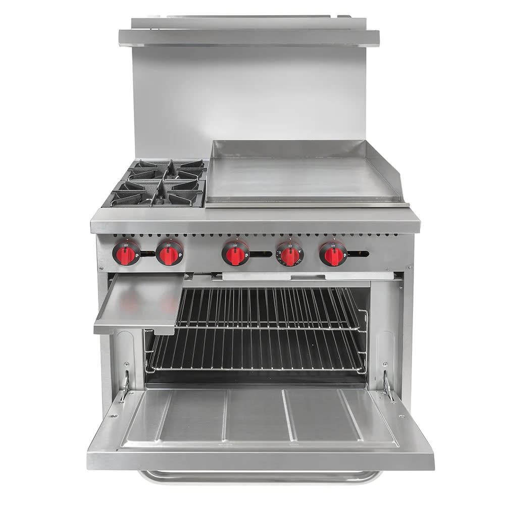MoTak MR6-G24-C-S 36" 2 Burner Gas Range w/ Griddle & Standard Oven ...