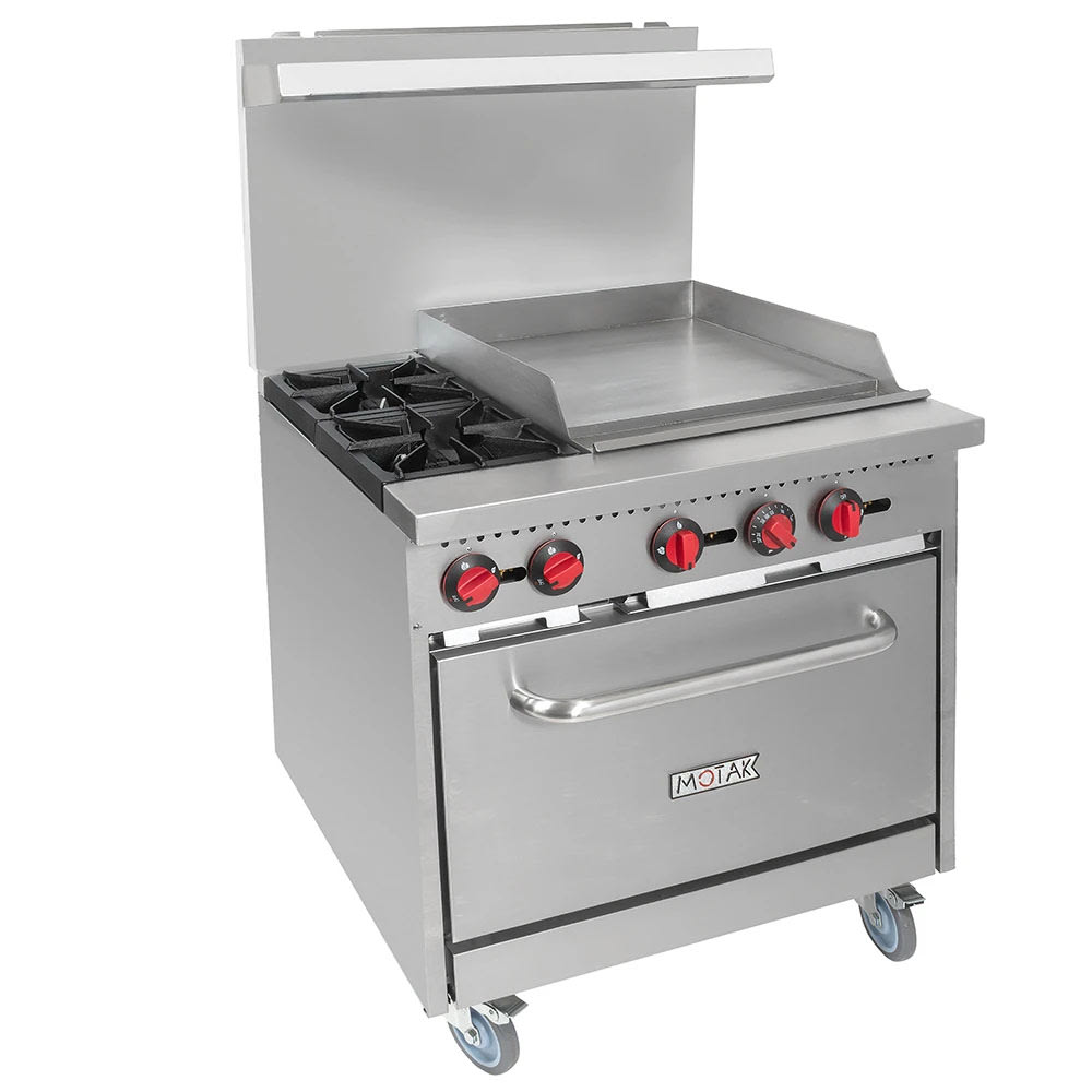 MoTak MR6-G24-C-S 36" 2 Burner Gas Range w/ Griddle & Standard Oven ...