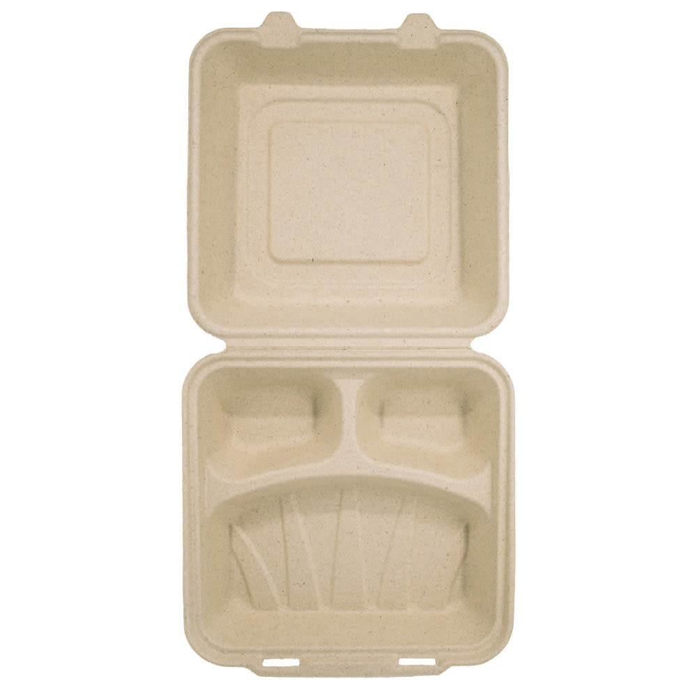 Genera 9" Square Disposable To Go Food Container w/ (3) Compartments ...