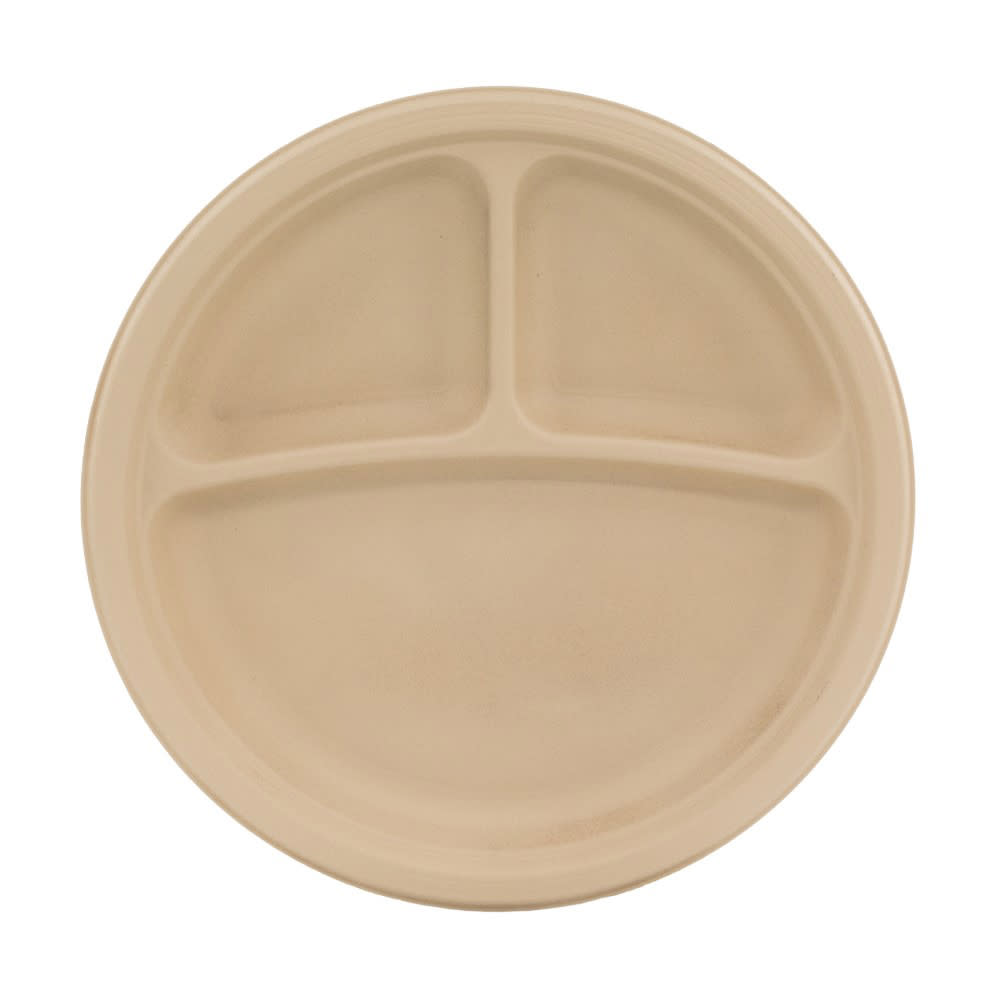 Genera 9" Round Disposable Plate w/ (3) Compartments - Molded Fiber ...