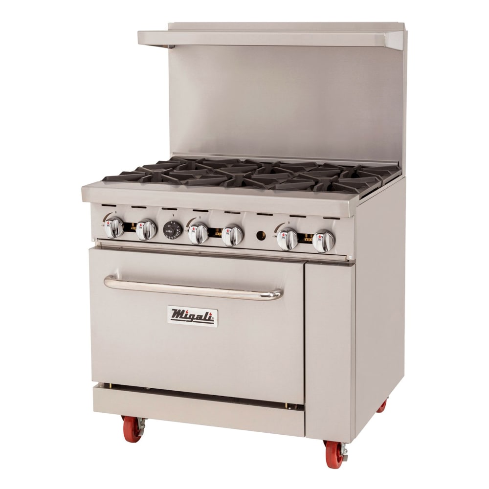 Migali C-RO6B-NG 36" 6 Burner Gas Range w/ Standard Oven, Natural Gas