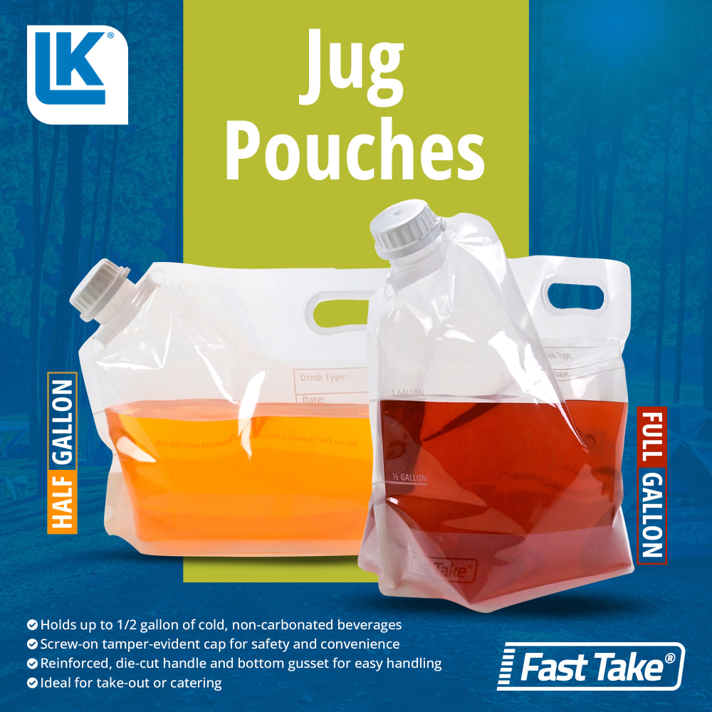 LK Packaging Fast Take® 1/2 Gallon Beverage Pouch - Tamper Evident Lid ...