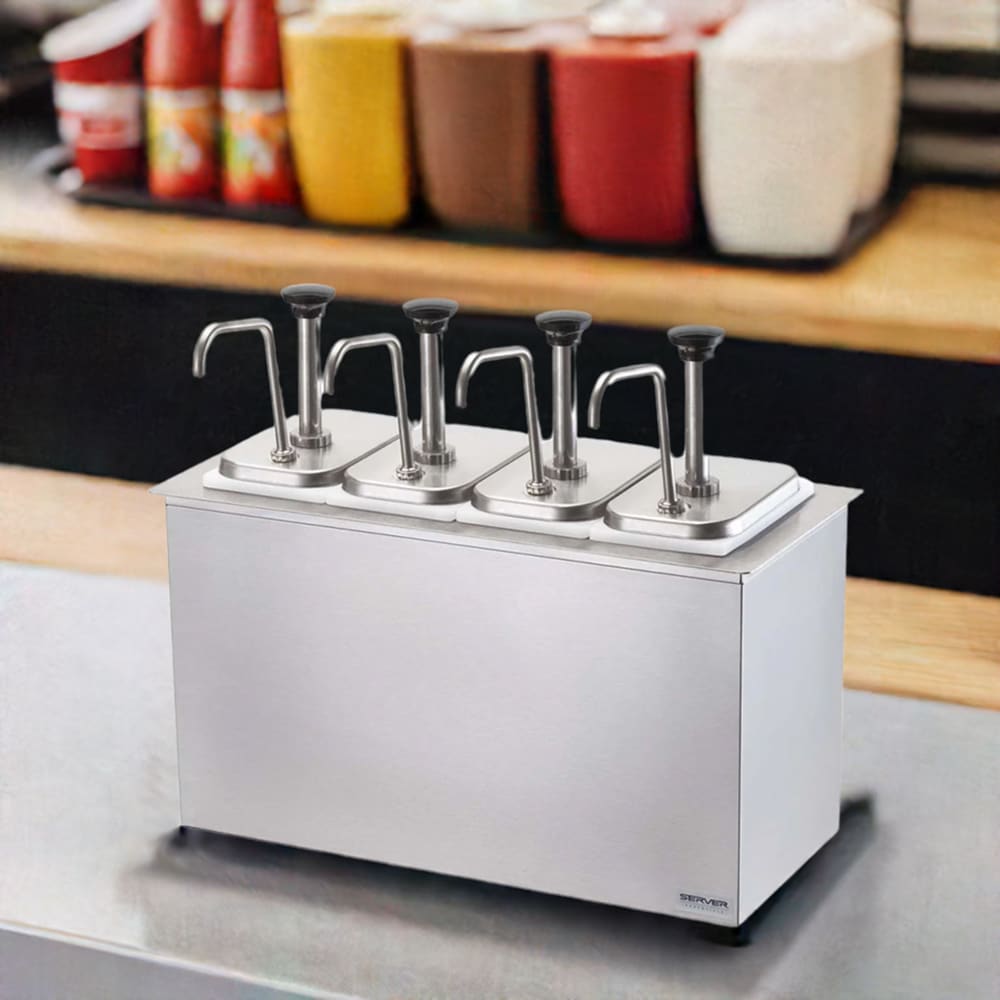 Server Drop-In Condiment Dispenser w/ (4) Jars & Pumps, (1 1/4) oz ...