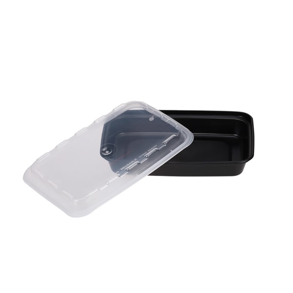 CuBE Packaging 12 oz Rectangular Container w/ Lid - Plastic, Black (CR ...
