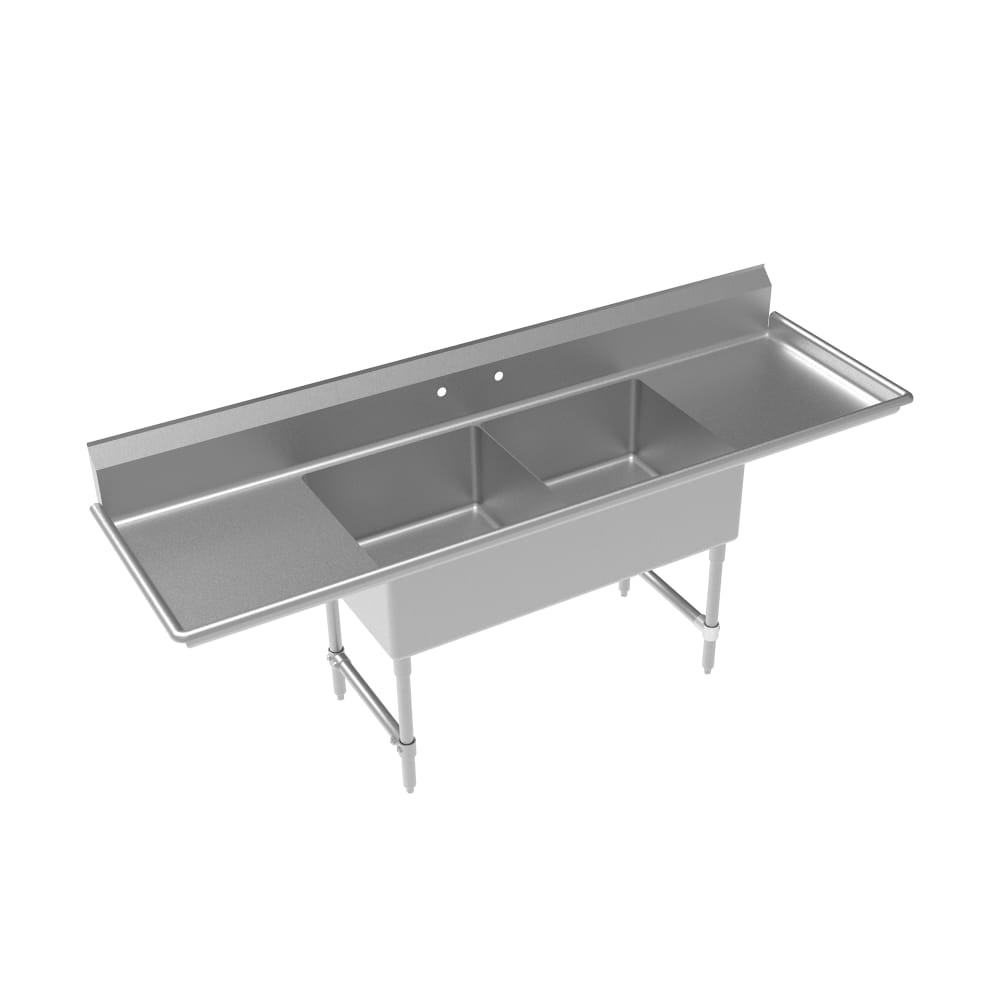 Splash 96" 2 Compartment Sink w/ 24"L x 24"W Bowl, 12" Deep (CS-2424-2 ...