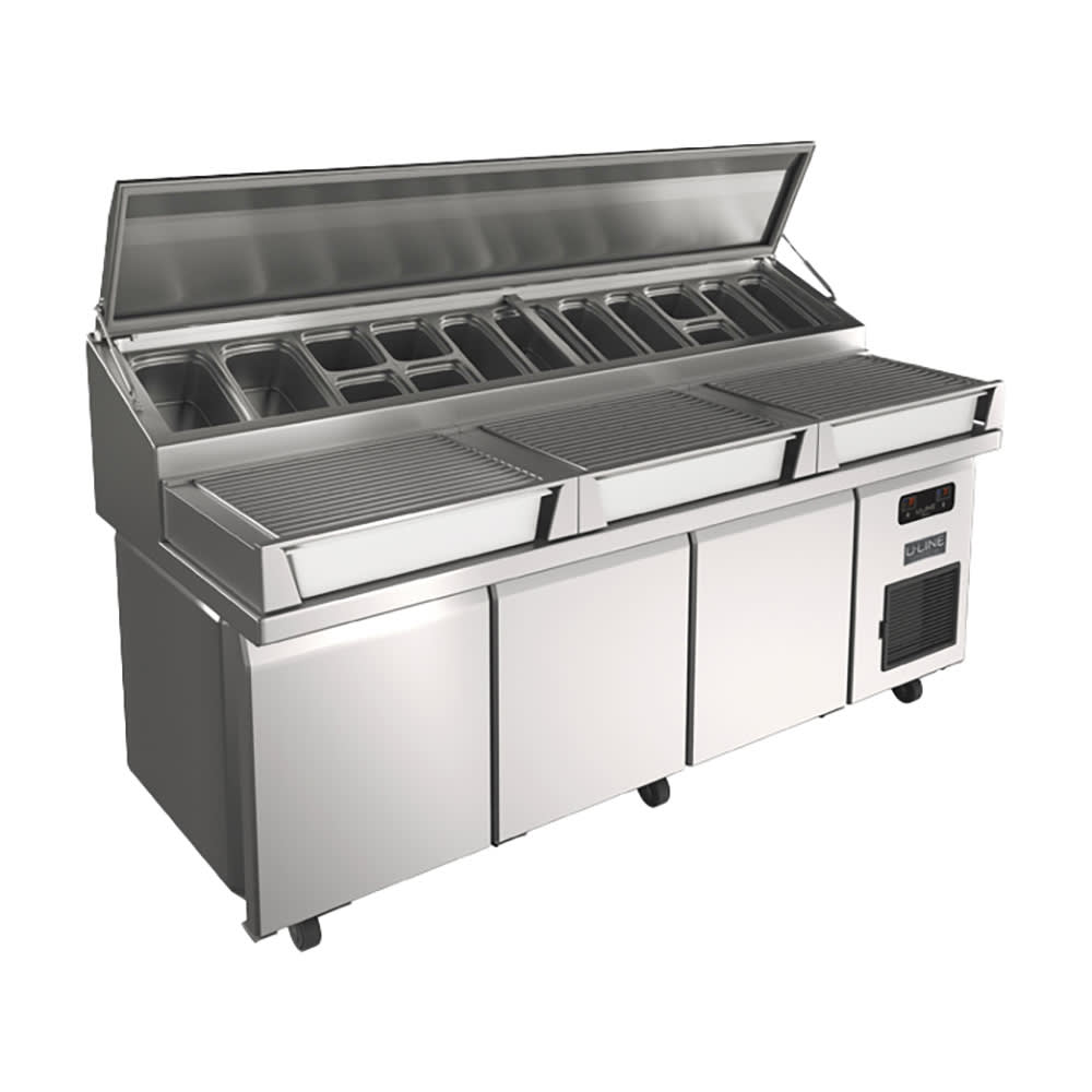 U-Line UCPT588-SS61A 88 5/16" Pizza Prep Table w/ Condiment Rail ...