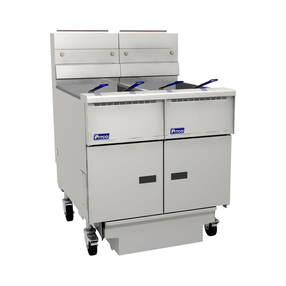 Pitco SG14-2FD NG Gas Fryer - (2) 50 lb Vats, Floor Model, Natural Gas