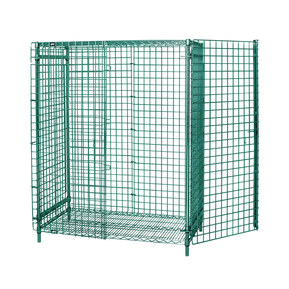 Quantum Food Service 60" Stationary Security Cage - 18"W, Green Epoxy ...