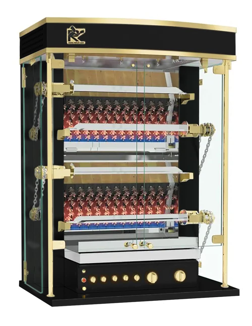 Rotisol USA MF975-4G-LUX Gas 4 Spit Commercial Rotisserie w/ 12 Bird ...