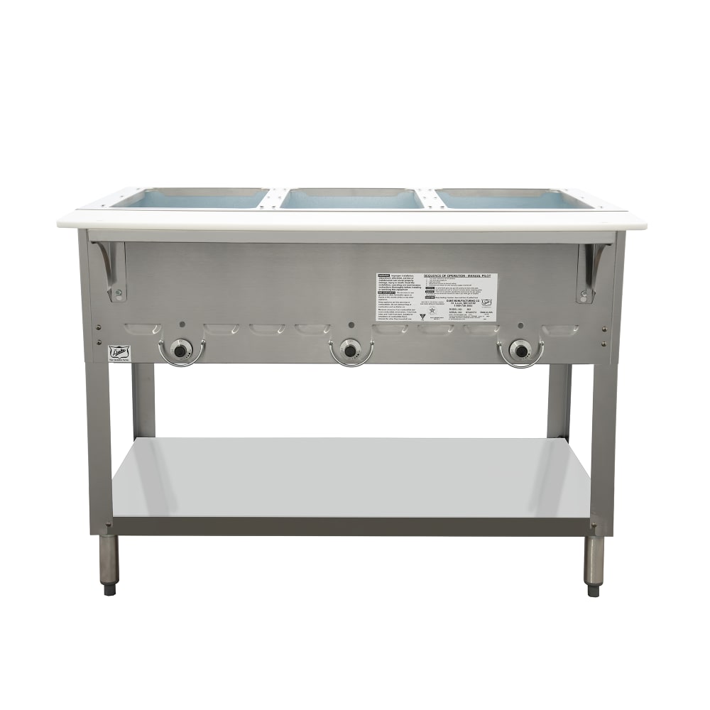Duke 303 44 3/8" Hot Food Table w/ (3) Wells & Cutting Board, Natural Gas