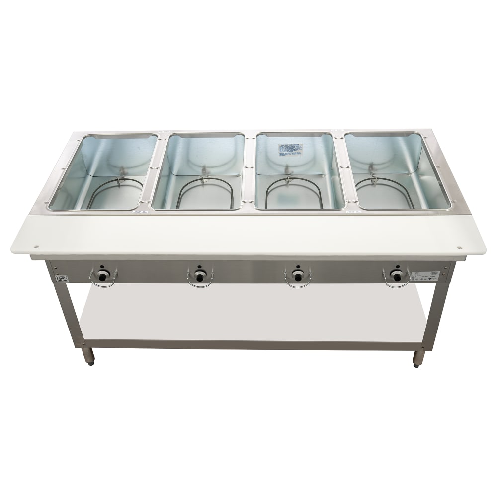 Duke E304 58 3/8" Hot Food Table w/ (4) Wells & Cutting Board, 120v