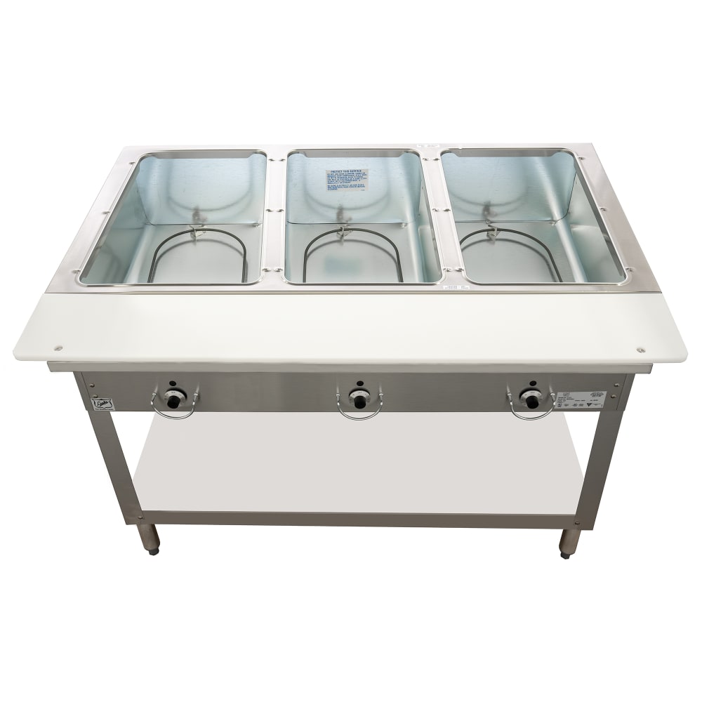 Duke E303SW 44 3/8" Hot Food Table w/ (3) Wells & Cutting Board, 120v