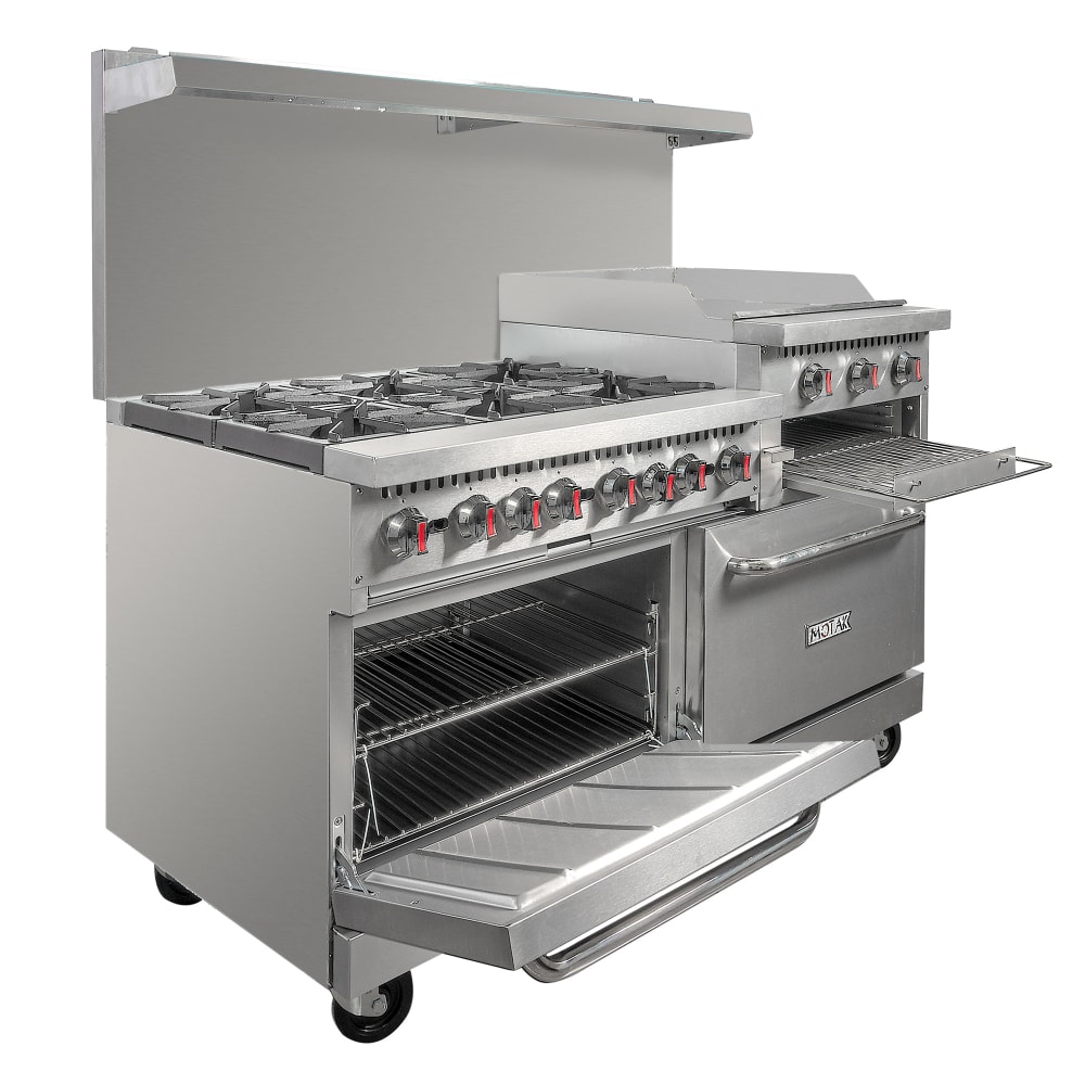 MoTak MR10-RGB24-N-C-S 60" 6 Burner Gas Range w/ Griddle & Broiler ...