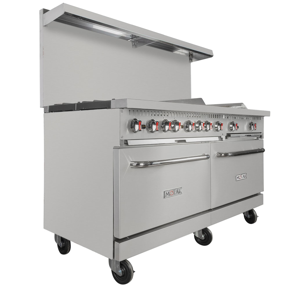 MoTak MR10-G24-C-S 60" 6 Burner Gas Range w/ Griddle - (2) Standard ...
