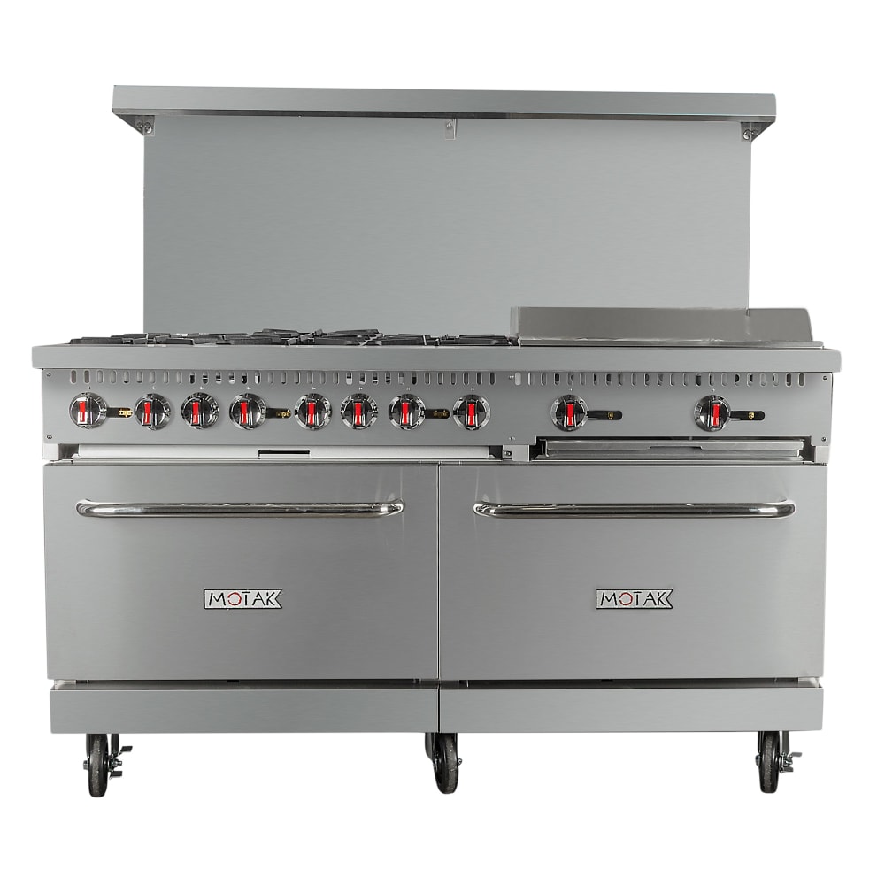 MoTak MR10-G24-C-S 60" 6 Burner Gas Range w/ Griddle - (2) Standard ...