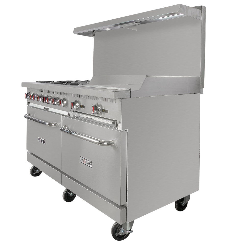 MoTak MR10-G24-C-S 60" 6 Burner Gas Range w/ Griddle - (2) Standard ...