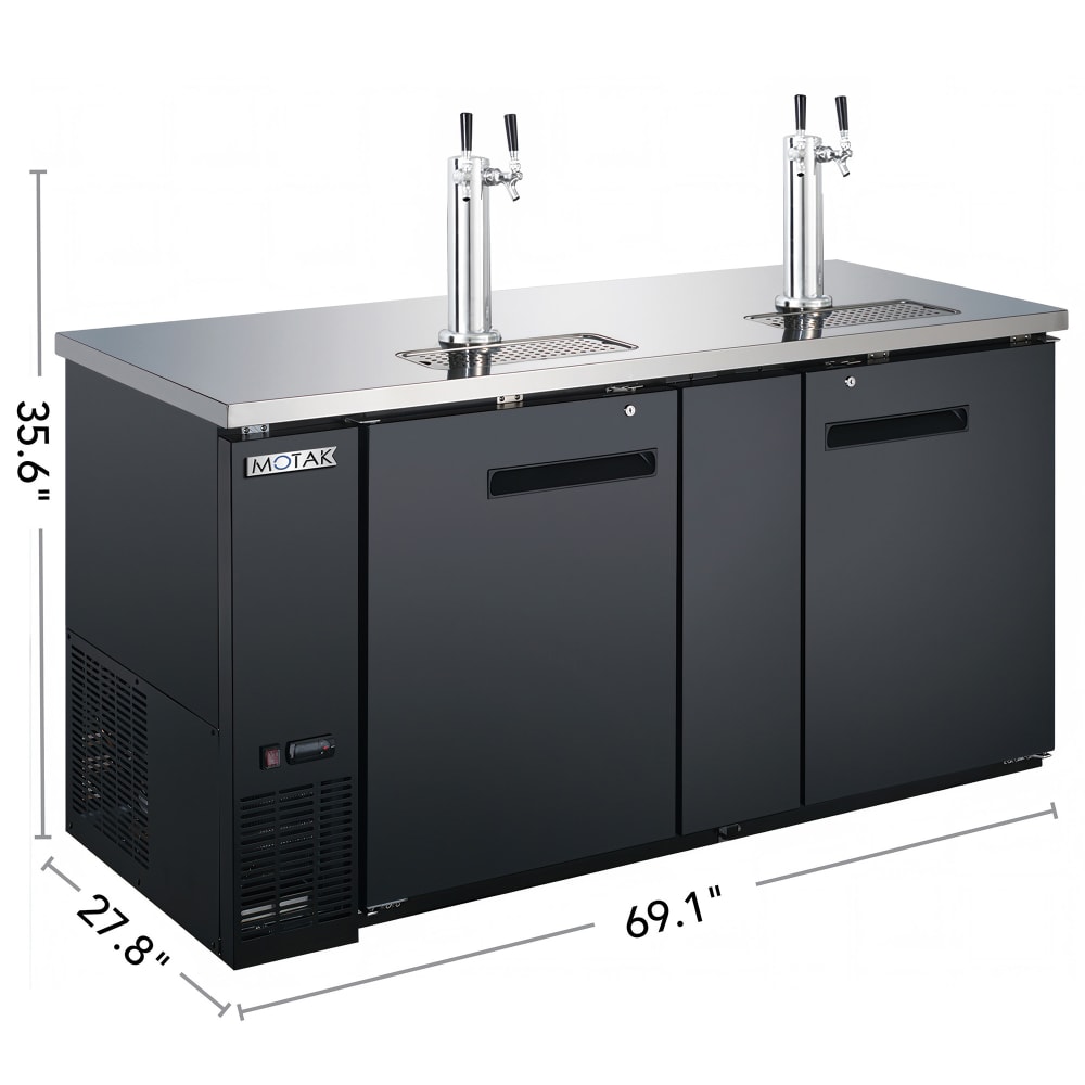 MoTak MRDD-2S-3 69 1/10" Kegerator Beer Dispenser w/ (3) 1/2 Keg ...