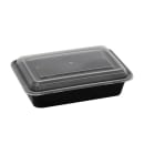 ITI 16 oz Rectangular Container w / Lid - Plastic, Black (TG-PP-16)