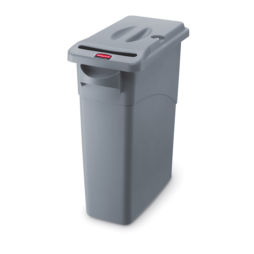 Rubbermaid FG9W2500LGRAY 15 7/8 gal Rectangle Slim Trash Can, 23 1/10 ...