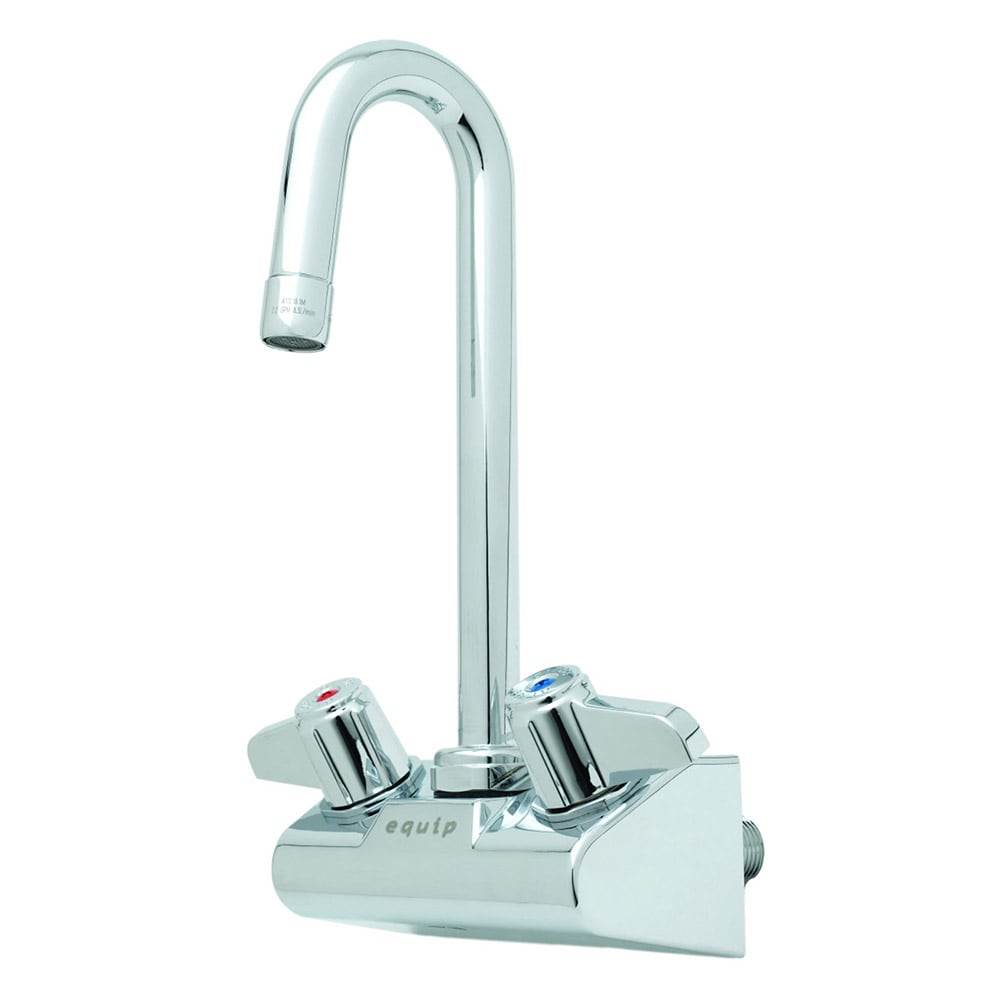 T&S 5F-4WLX03 Splash Mount Faucet - 3" Swivel Gooseneck Spout, 4" Centers