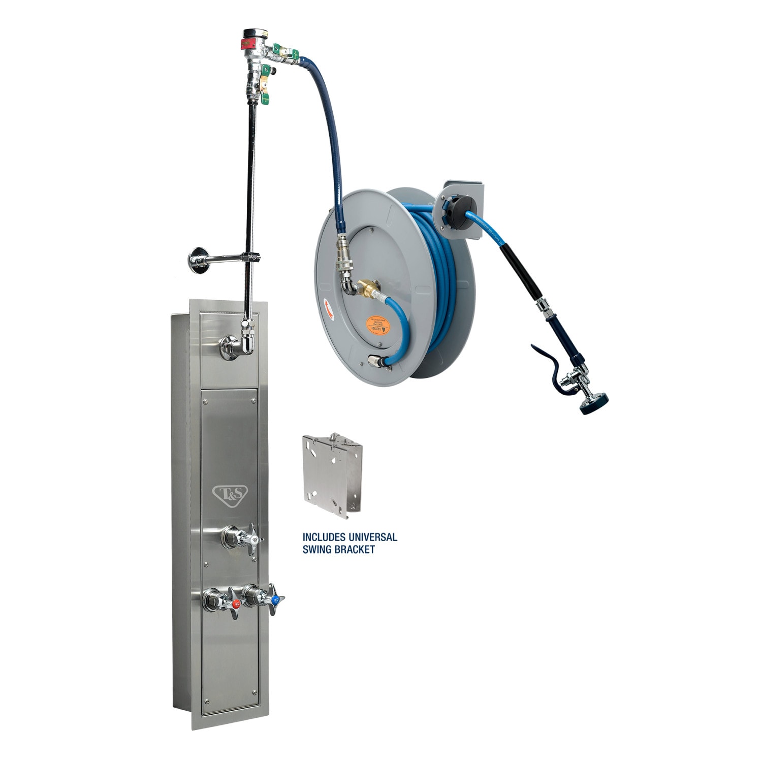 T&S B-7242-U01-WS7B-C 50 ft Recess -Mount Hose Reel Cabinet w/ Bottom ...