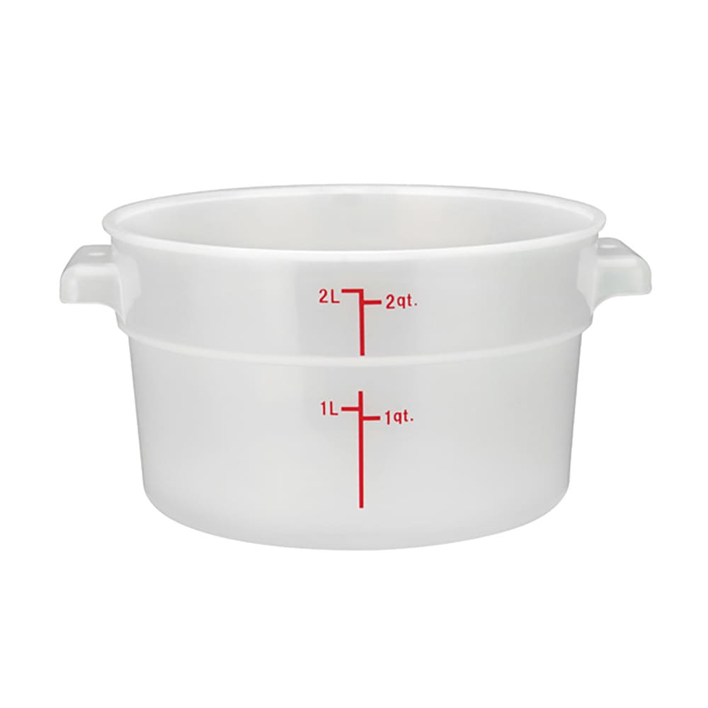 Winco PTRC-2 2 qt. Round Storage Container, Polypropylene, Translucent