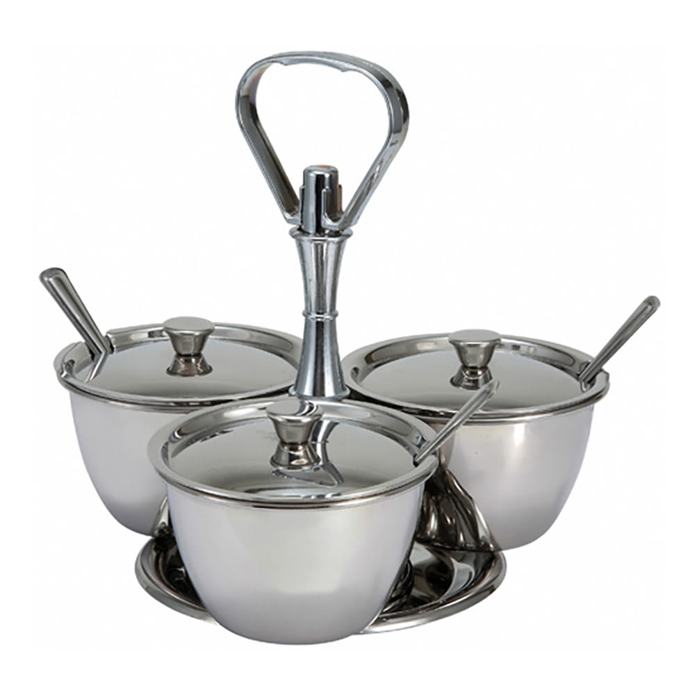 Winco RS-3 Round 24 oz Condiment Server - Silver