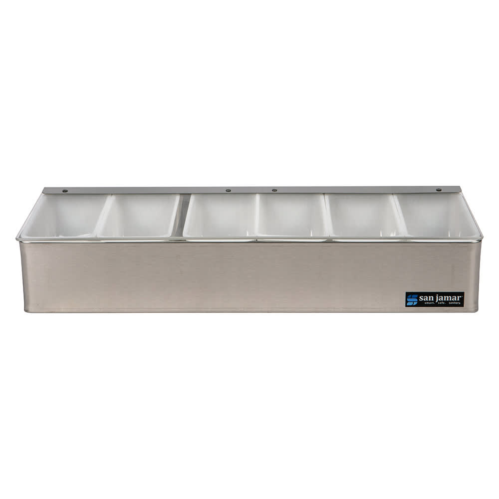 San Jamar B4186L Gourmet Garnish Tray, 6 Pint, Lid, SS