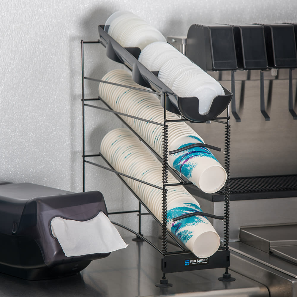 San Jamar C8504WF Cup Lid Organizer w/ 3 Cup & Lid Dispenser - 24 3/8 ...