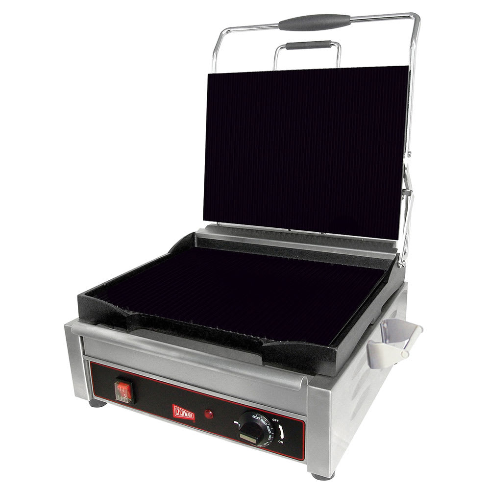 Cecilware Pro SG1LF Single Commercial Panini Press w/ Cast Iron Smooth ...