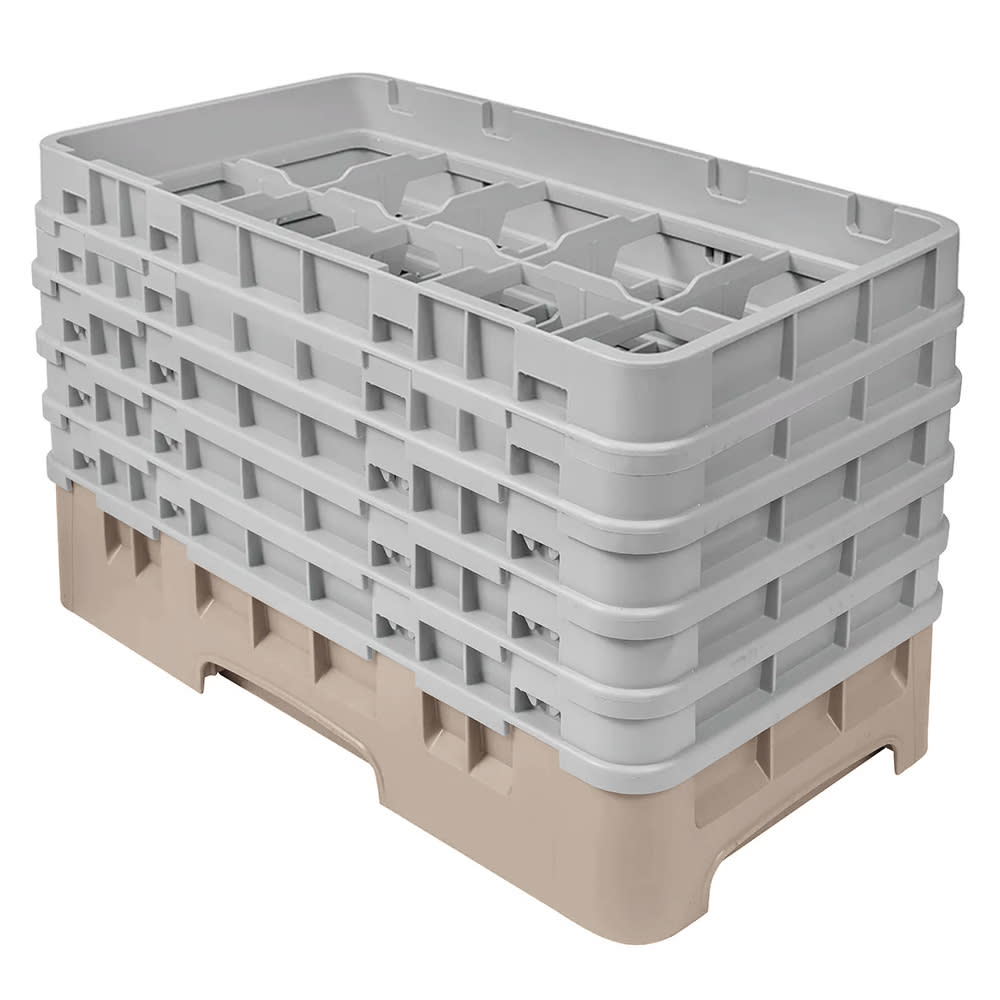 Cambro 10HS958184 Camrack Glass Rack - (5)Extenders, 10 Compartments, Beige