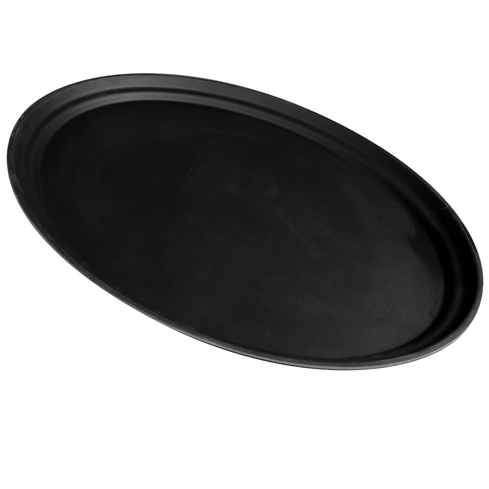 Cambro 2500CT110 Oval Camtread Serving Tray - 19 1/4x23 1/8" Black Satin