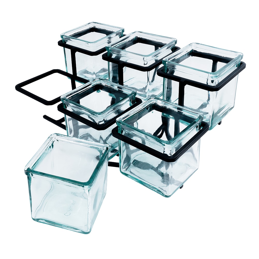 Cal-Mil 1809-13 Wire Condiment Jar Caddy w/ (6) Glass Jars
