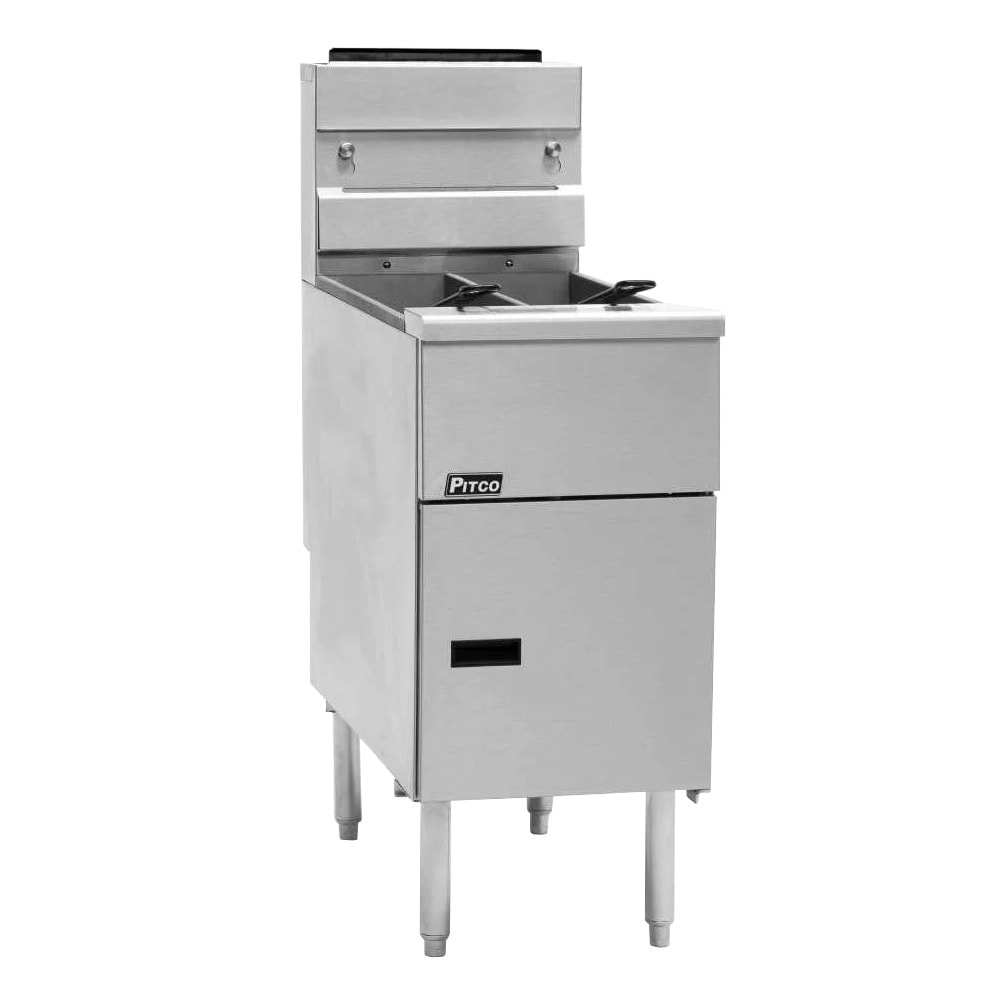 Pitco SG14T-S Gas Fryer - (2) 25 lb Vats, Floor Model, Natural Gas
