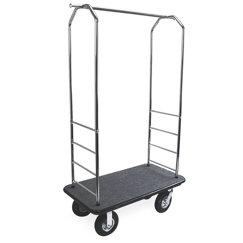 CSL 2000GY-010 Upright Hotel Luggage Cart w/ Black Carpet, Chrome
