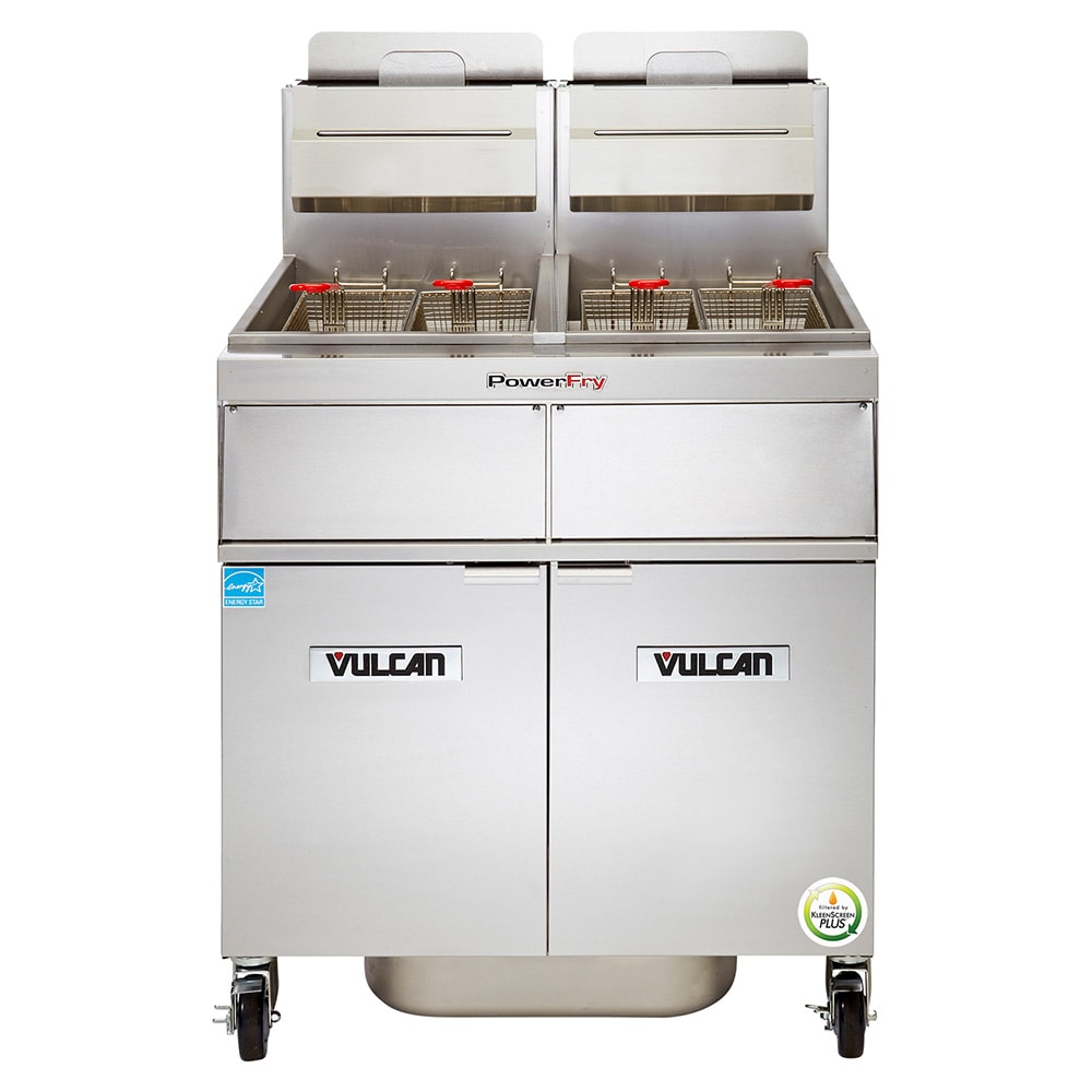 Vulcan 3TR45CF Gas Fryer - (3) 50 lb Vats, Floor Model, Liquid Propane