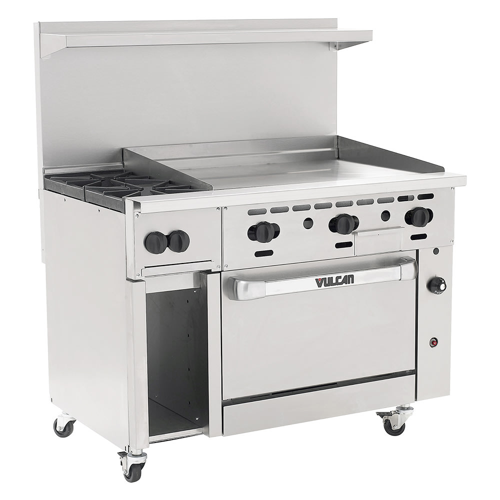 Vulcan 48C-2B36G 48" 2 Burner Gas Range w/ Griddle & Convection Oven ...