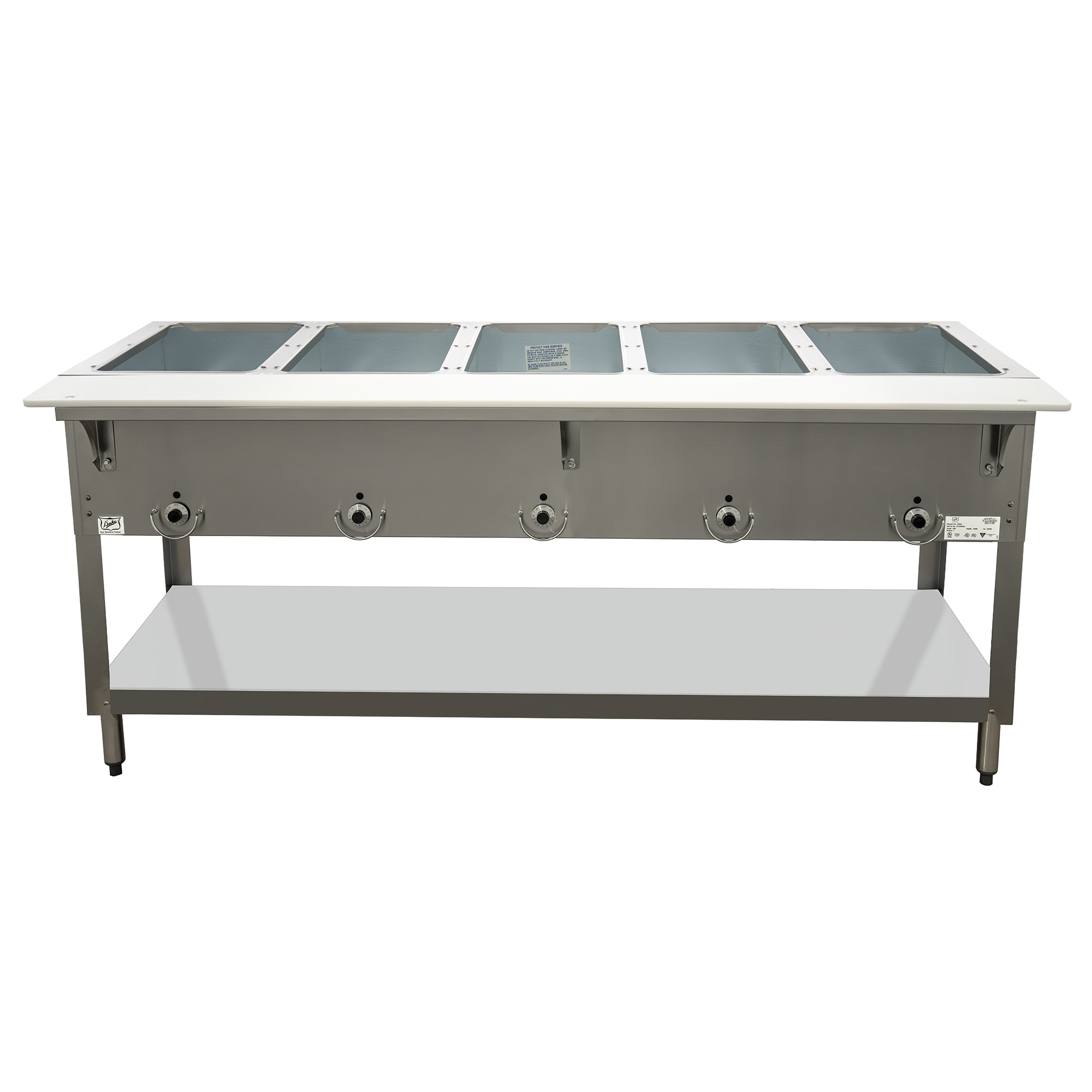 Duke E305 72 3/8" Hot Food Table w/ (5) Wells & Cutting Board, 120v