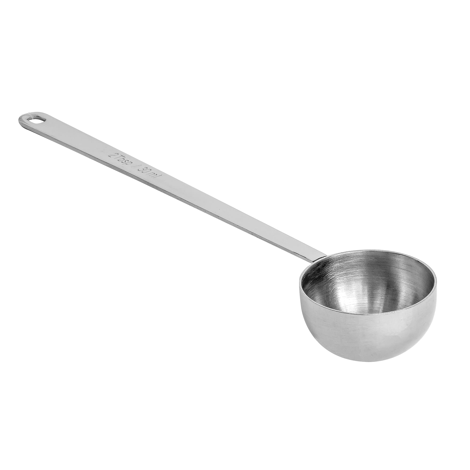 Tablecraft 40402 2 Tbsp Round Measuring Spoon - 9" Long, Stainless Steel
