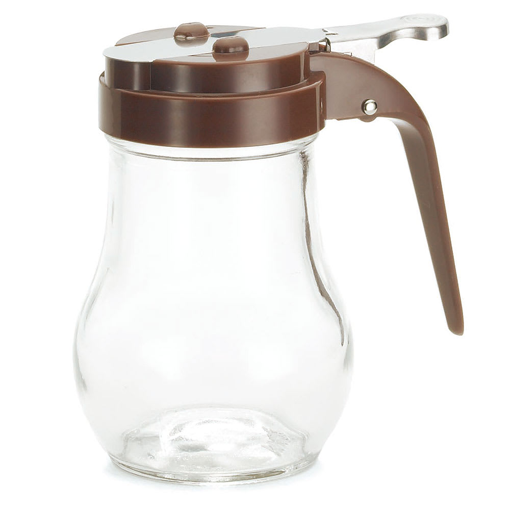 Tablecraft 406B Syrup Dispenser, 6 oz., Glass, Brown ABS Top