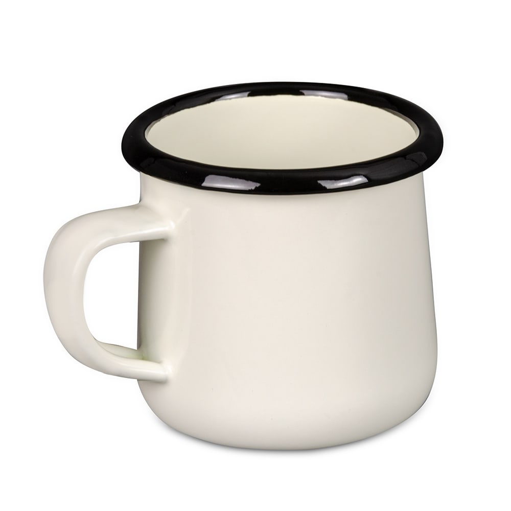 Tablecraft 80008 6 oz Enamelware Mug - Porcelain, Creamy White