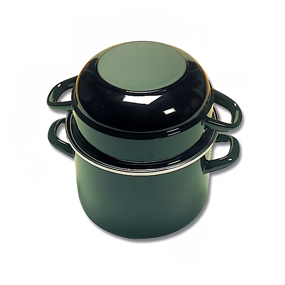 Matfer 070974 1.5 qt Mussel Pot w/ Lid - Enameled Steel, Black