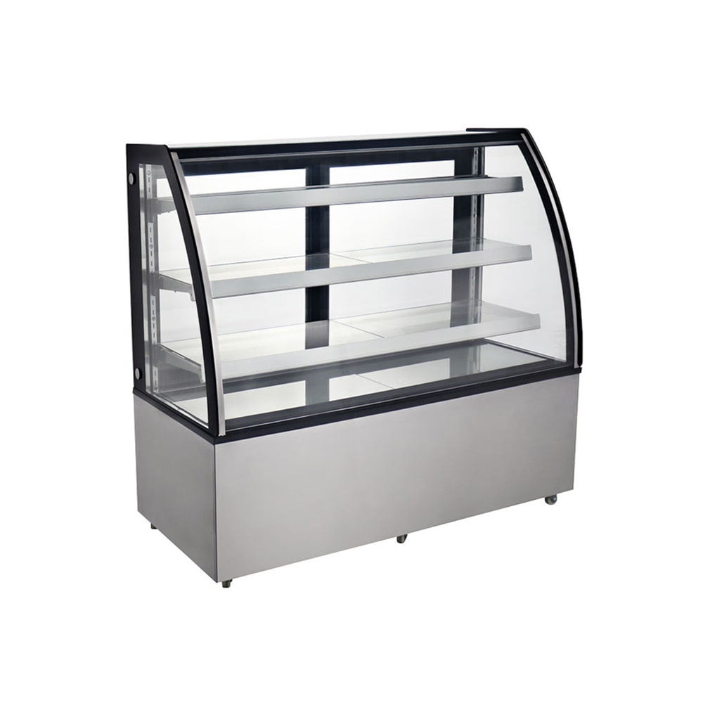 Omcan 44504 72" Full Service Bakery Display Case w/ Curved Glass - (4 ...