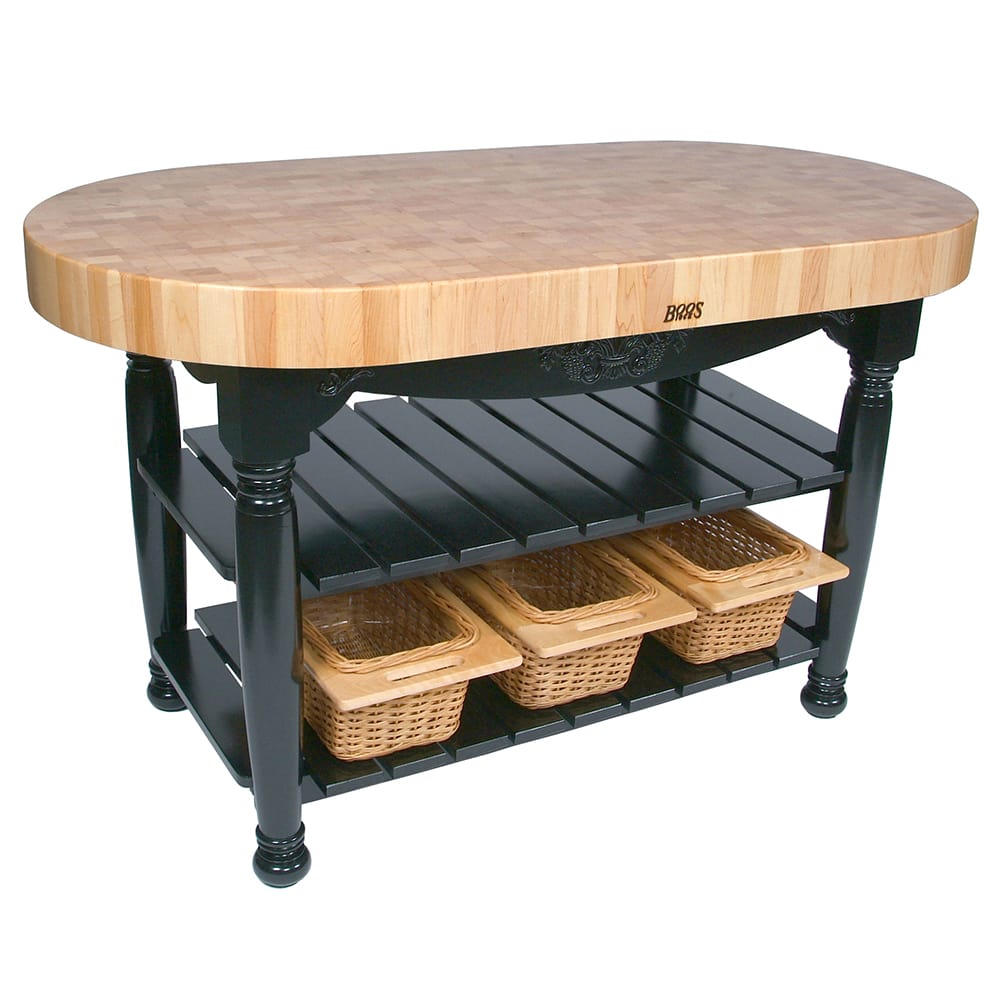 John Boos CU-HAR60 60" Oval Butcher Block, Hard Maple Top w/ Caviar ...