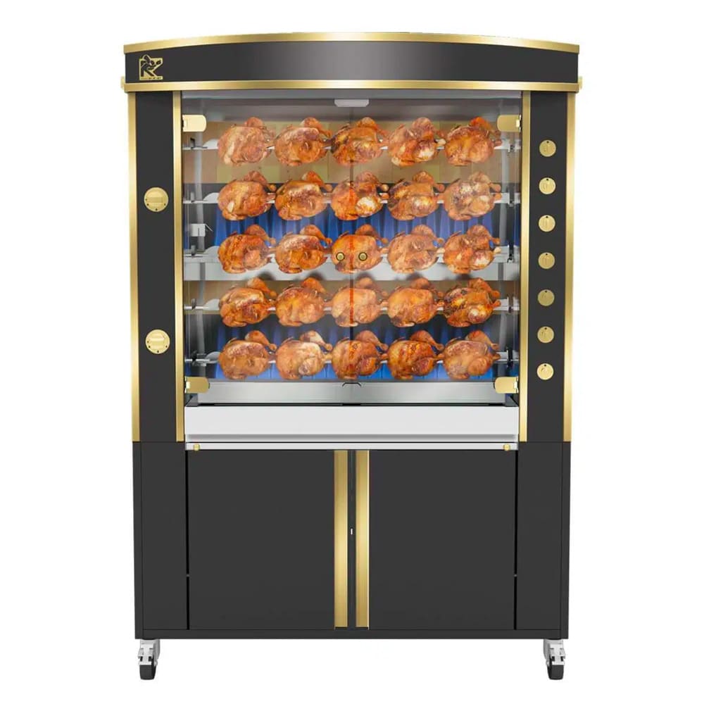 Rotisol USA GF1375-5G-LUX Gas 5 Spit Commercial Rotisserie w/ 30 Bird ...
