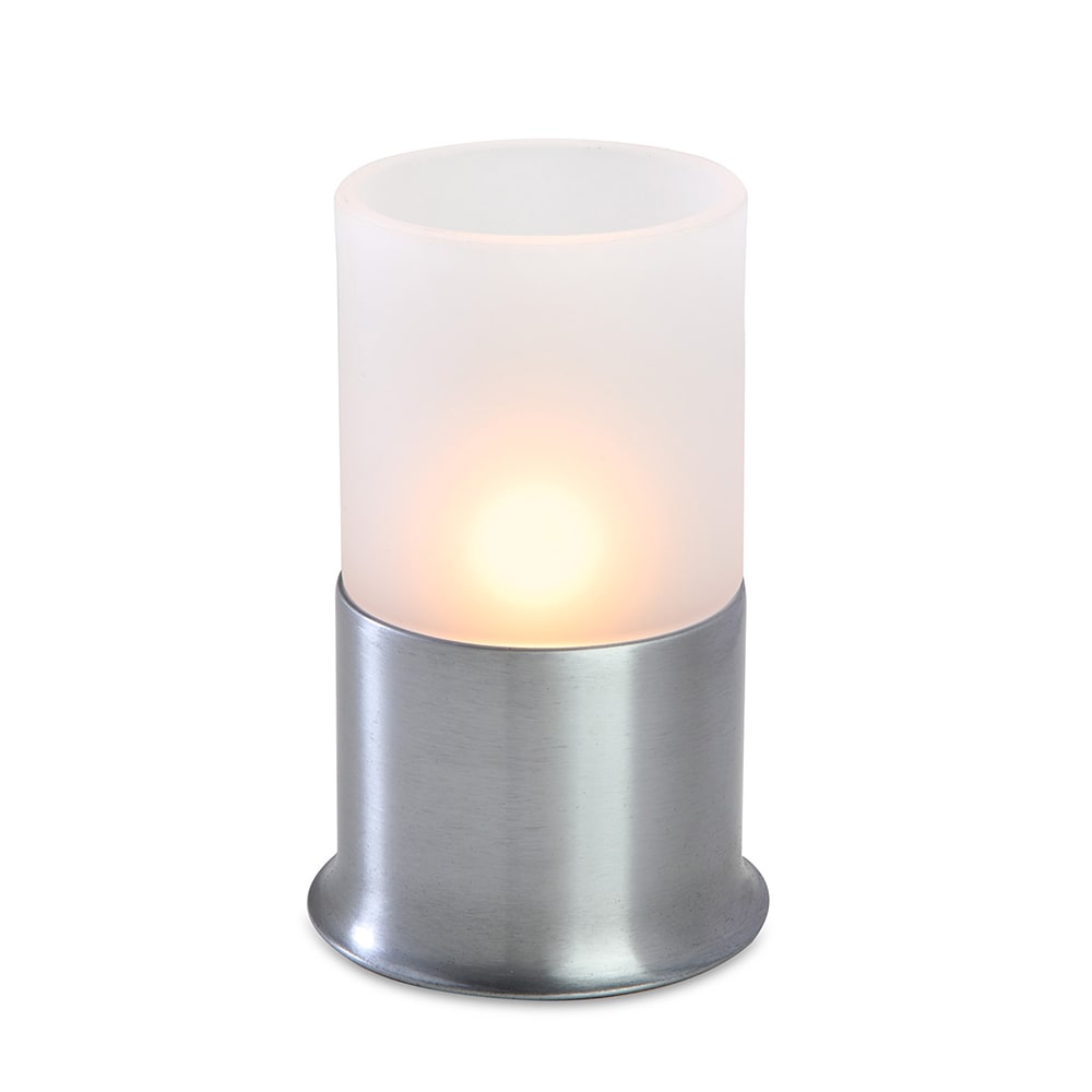 Sterno 80374 Corsa Candle Lamp - 3 1/2"D x 5 1/2"H, Frost Glass/Silver Base