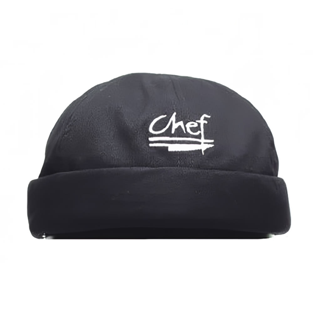 Chef Revival H060BK Chef Beanies, Cotton w/ logo, Black, One Size