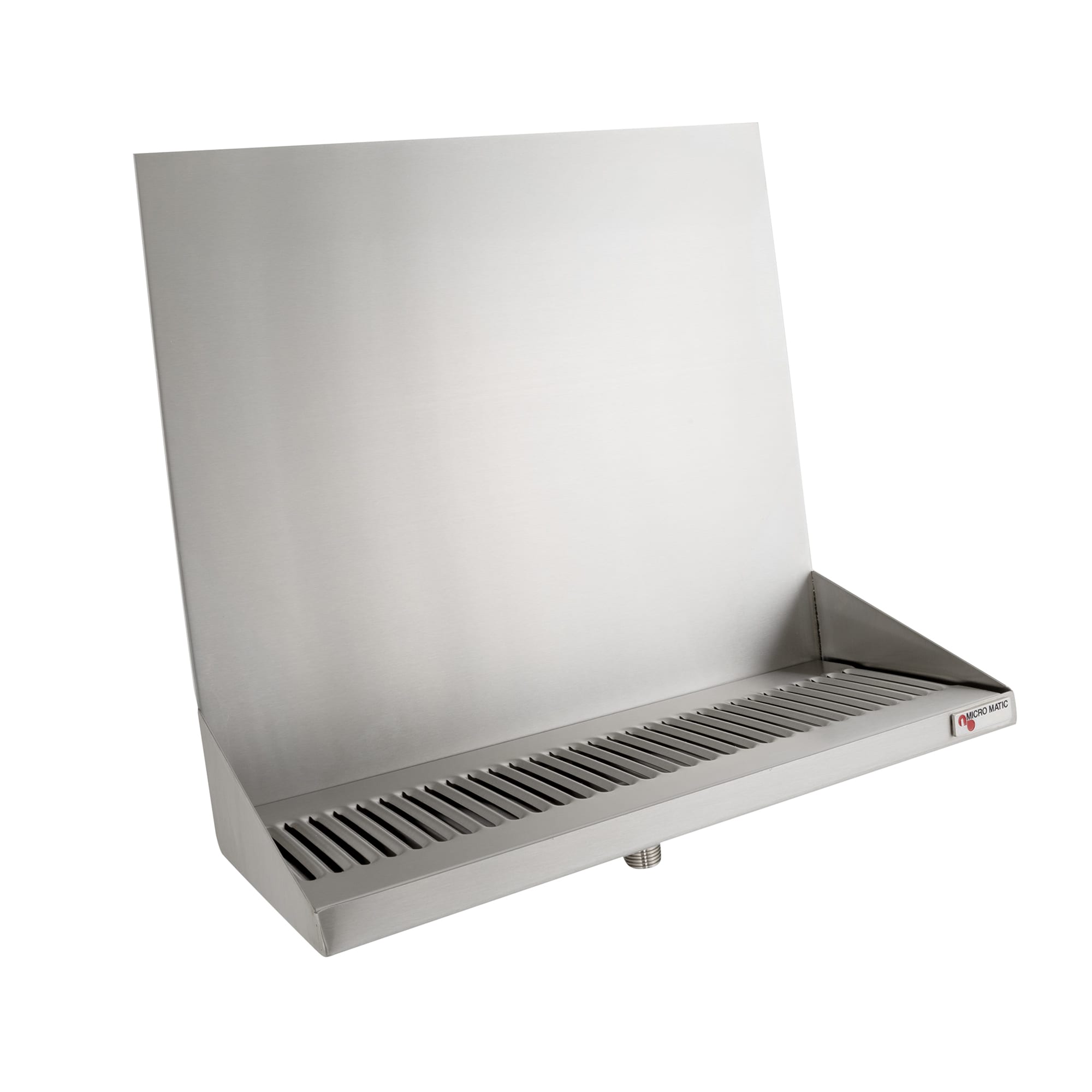 Micro Matic DP-322LD-0 Wall Mount Drip Tray Trough w/ 1/2" Drain - 16"W ...