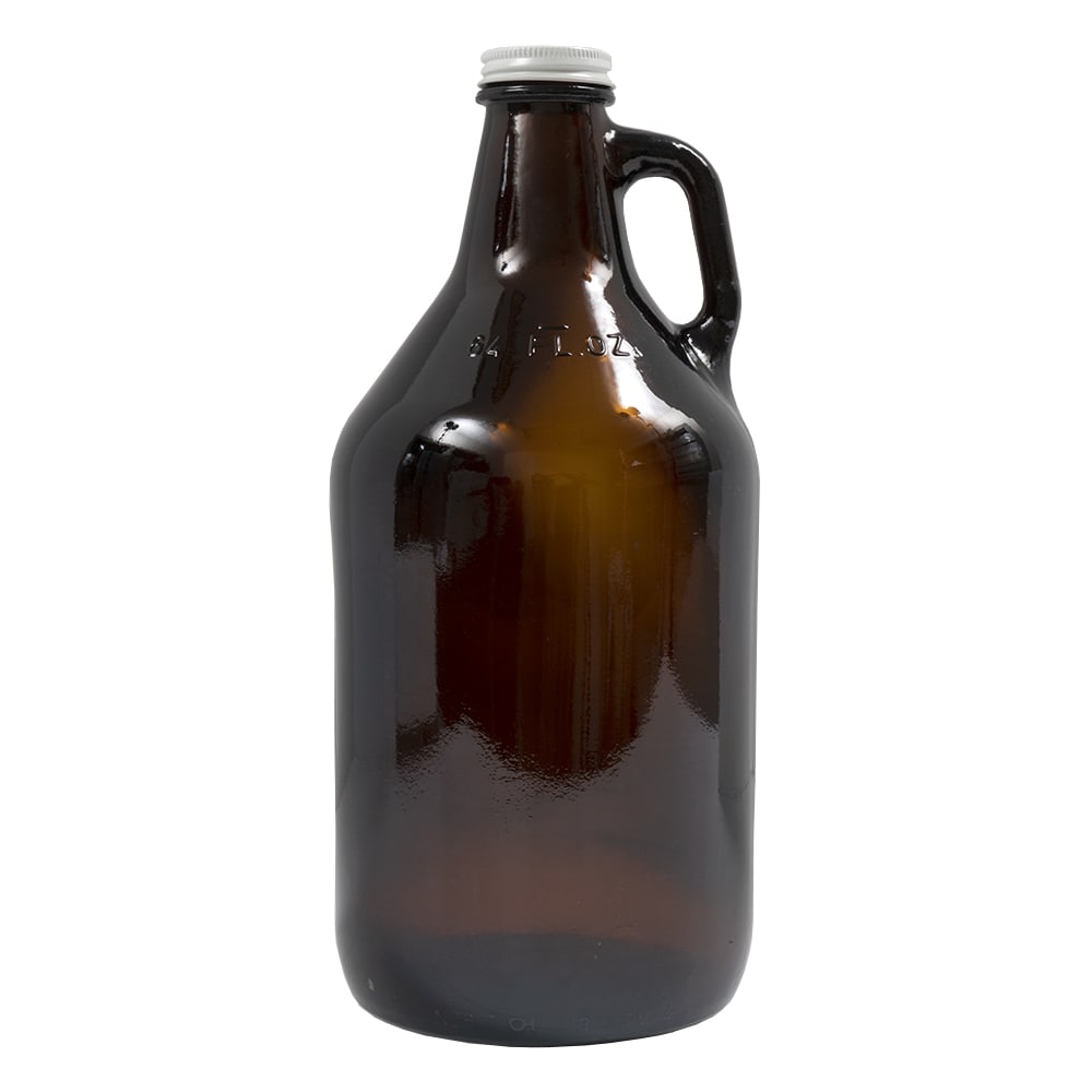 T Brands 2794 64 oz The Howler Amber Growler w/ Lid, Glass